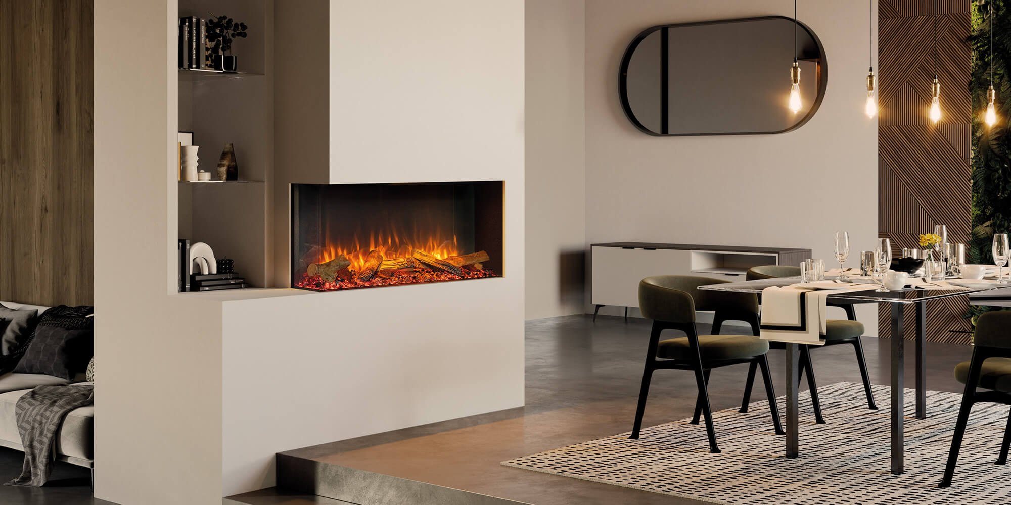 Electric Fireplace Lookbook - Panel Brick-Regency